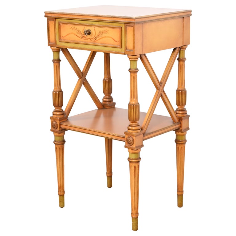 Neoclassical Painted Parcel-Gilt Nightstand in the Manner of Grosfeld ...