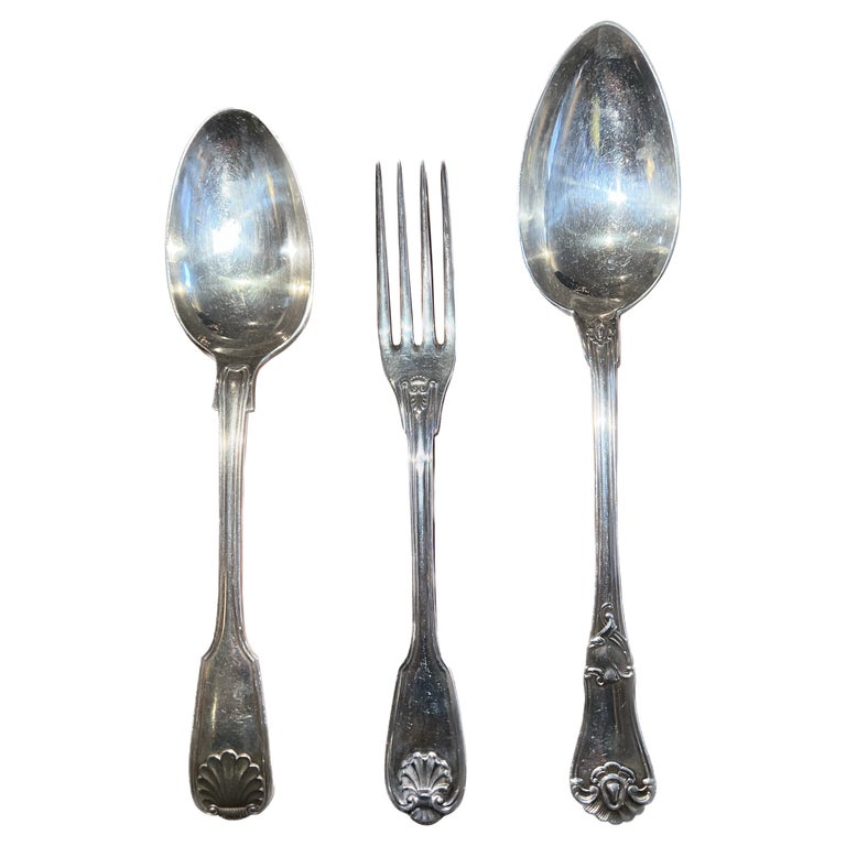 Shell Patterned 19th C. Sterling Silver Mixed Hallmarked Servers For ...