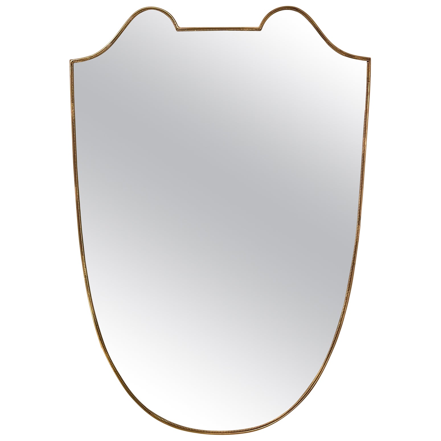 1950s Italian Brass Shield Mirror at 1stDibs