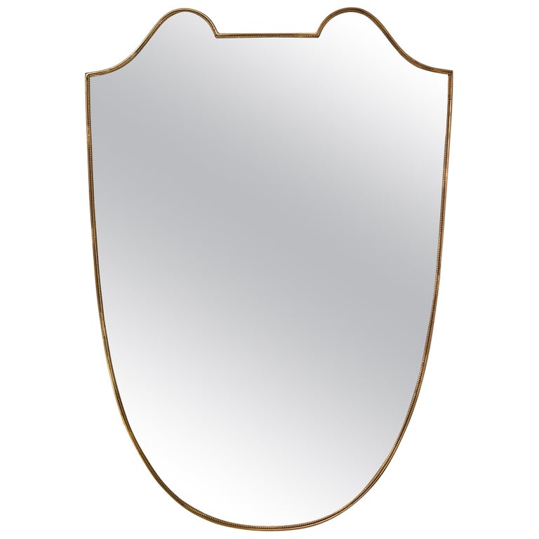 Large 1950s Shield Brass Mirror For Sale at 1stDibs
