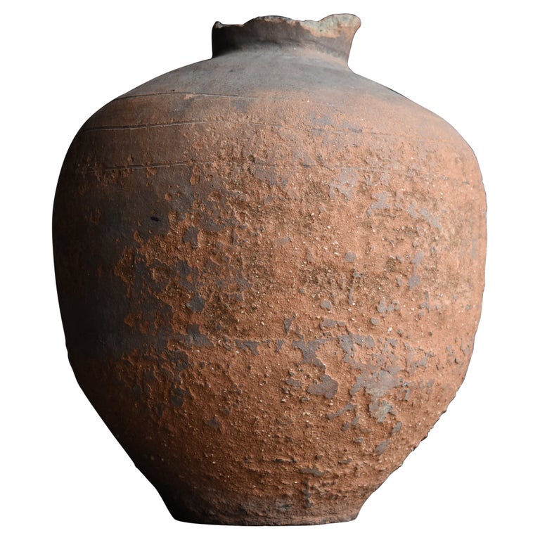 Japanese Antique Pottery Vase 1568s-1600s / Flower Vase Tsubo Wabi Sabi ...