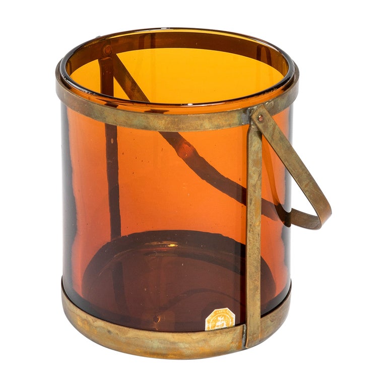 20th Century Fontana Arte Little Ice Basket in Colored Crystal and ...