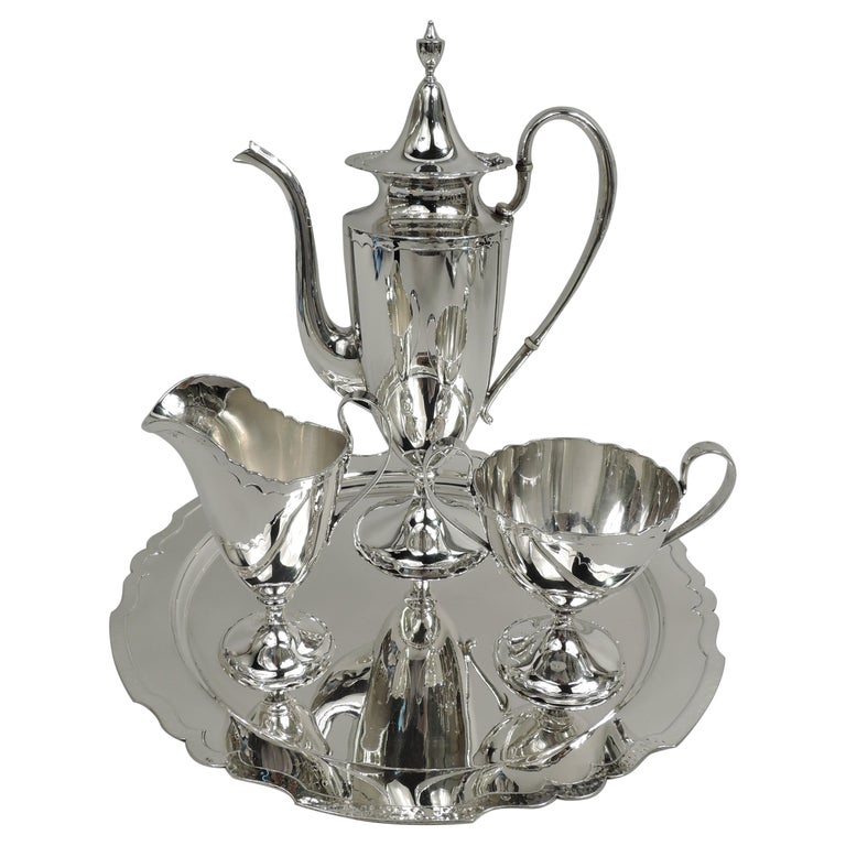 Antique Shreve Modern Georgian Sterling Silver Coffee Set on Tray For ...