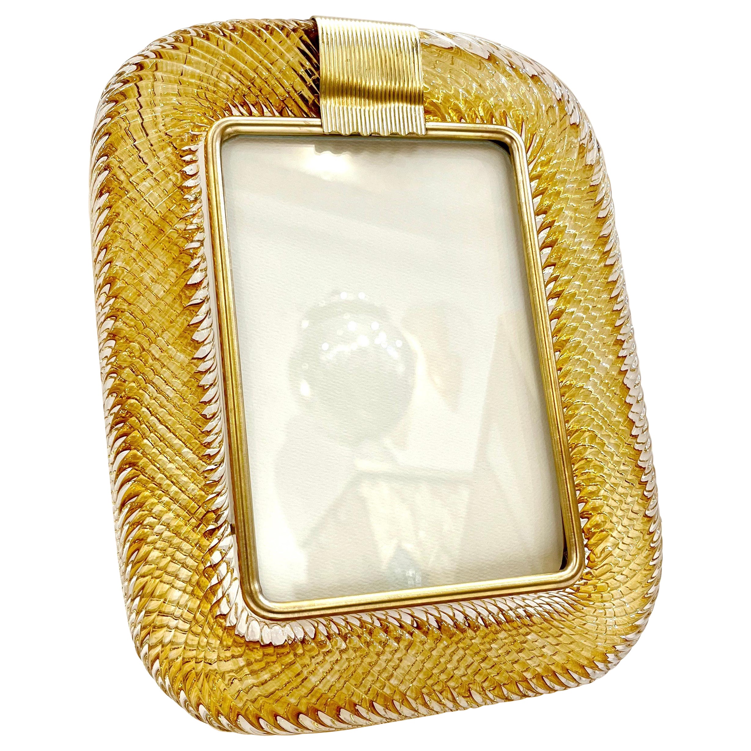 1980s Italian Vintage Aquamarine Blue Twisted Murano Glass and Brass ...