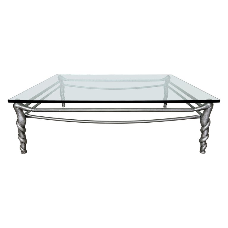 Mid Century Aluminium Square Coffee Table With Trailing Vine Decoration ...