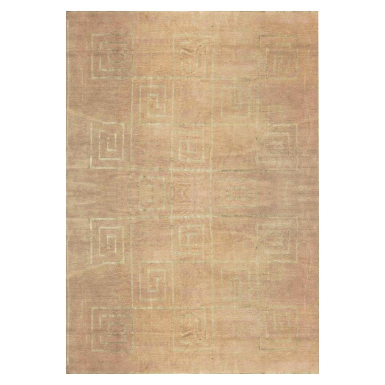 Contemporary Greek Key Design Handmade Wool and Silk Rug by Doris ...