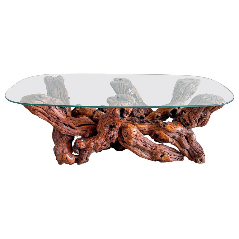 Mid-Century Glass / Grapevine Coffee Table at 1stDibs