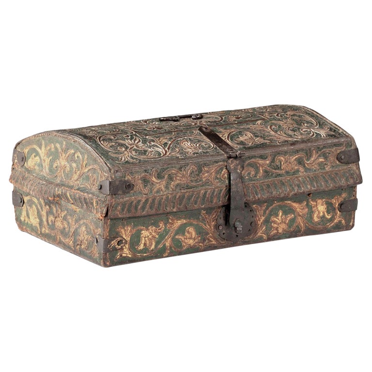 18th Century Green Dyed and Gilded Leather Box For Sale at 1stDibs