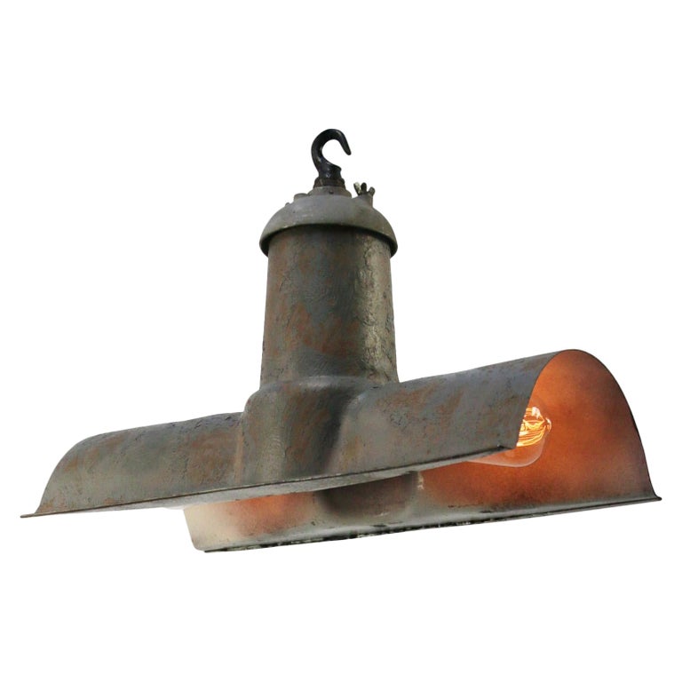 British metal industrial pendant light by Benjamin, UK For Sale at 1stDibs