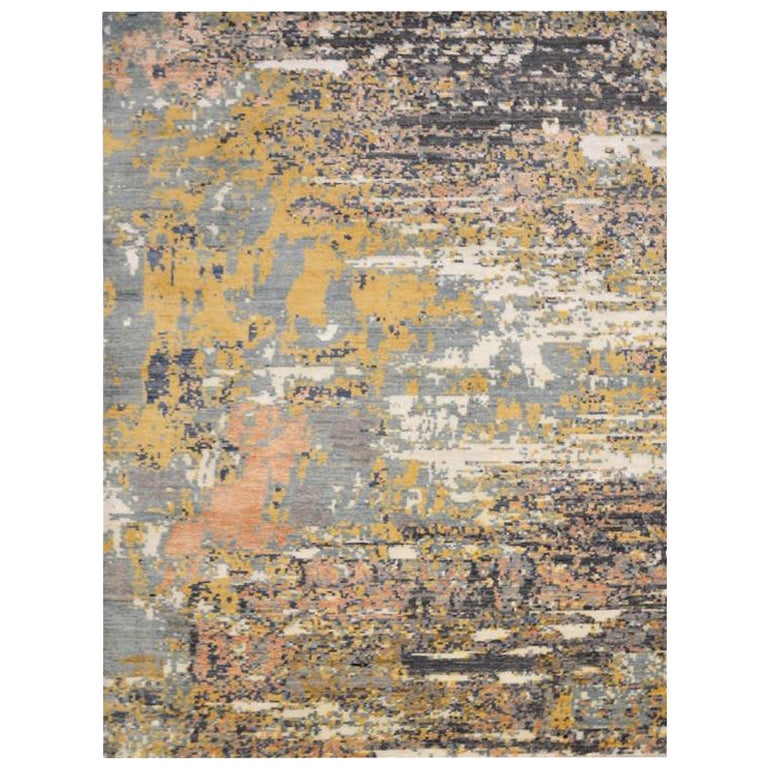 Abstract Rug, Silk and Wool Design For Sale at 1stDibs