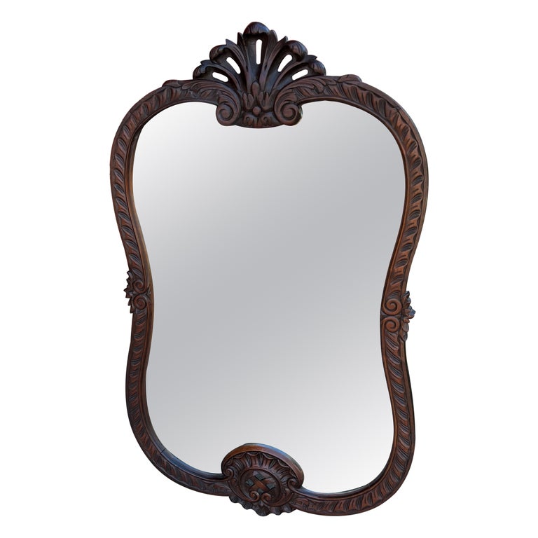 Antique French Mirror Carved Walnut Framed Wall Mirror Shell Lattice ...