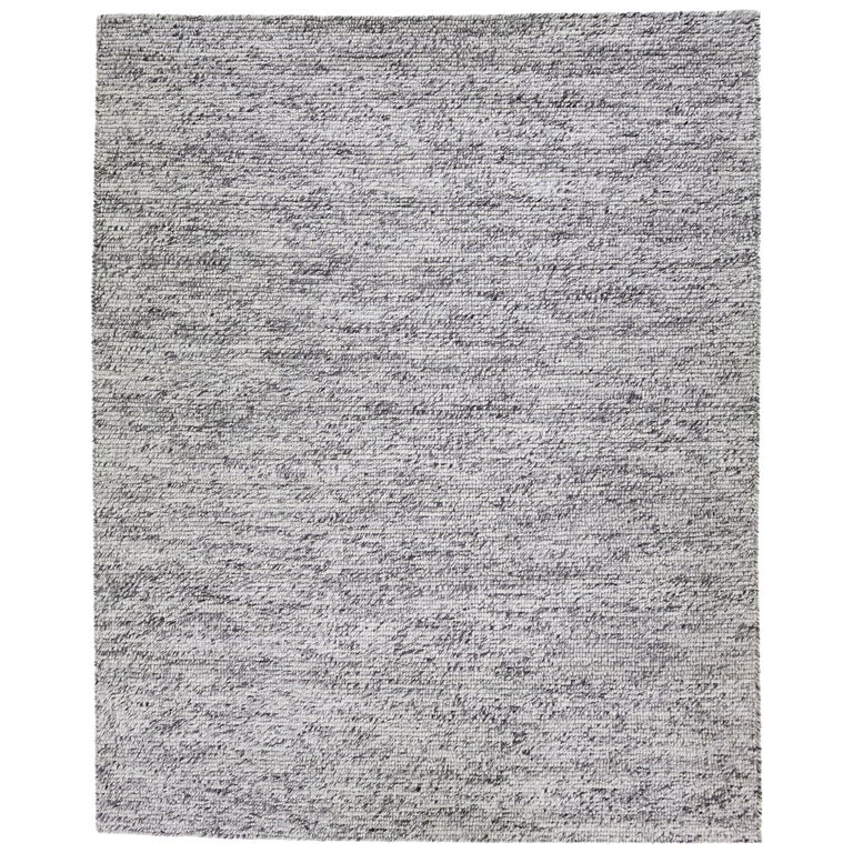 Modern Oversize Handmade Felted Wool Rug In Gray Color By Apadana For ...