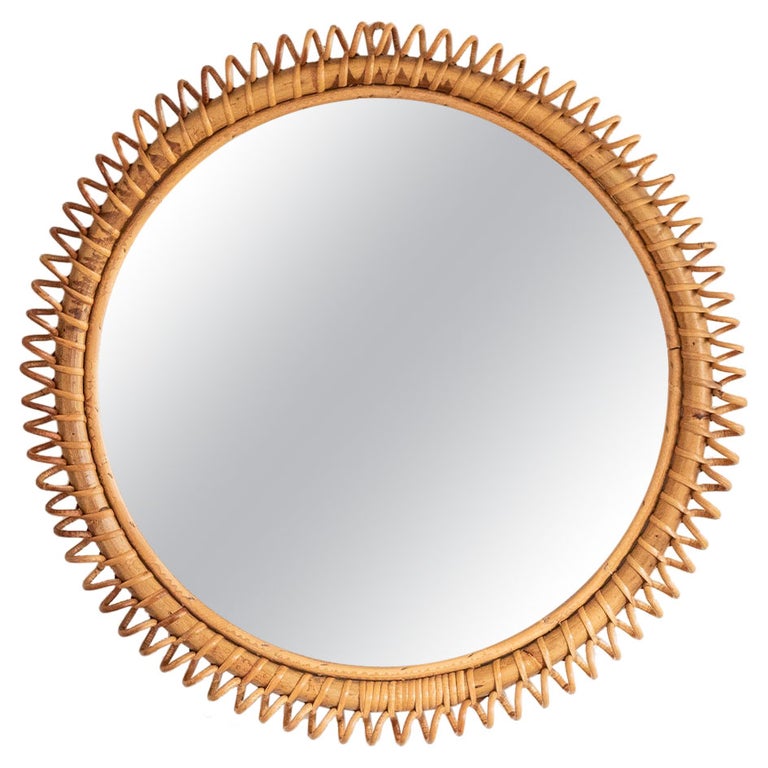 Large Circular Spiral Rattan Mirror For Sale at 1stDibs