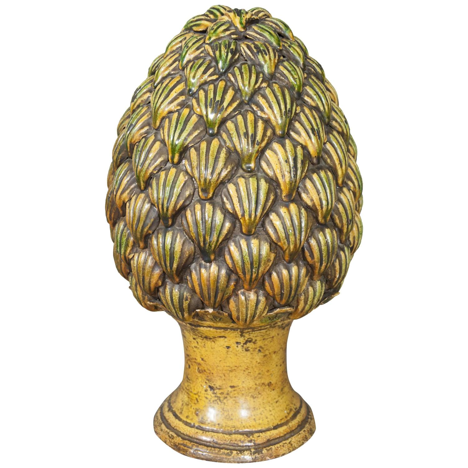 Italian Pottery Pinecone Finial For Sale at 1stdibs
