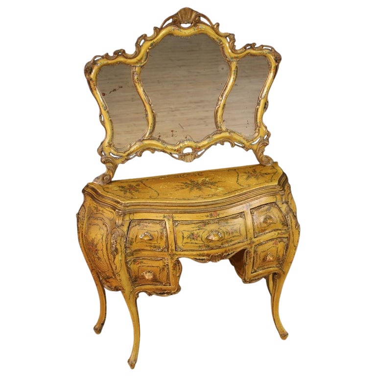 20th Century Lacquered and Painted Wood Venetian Dressing Table with ...