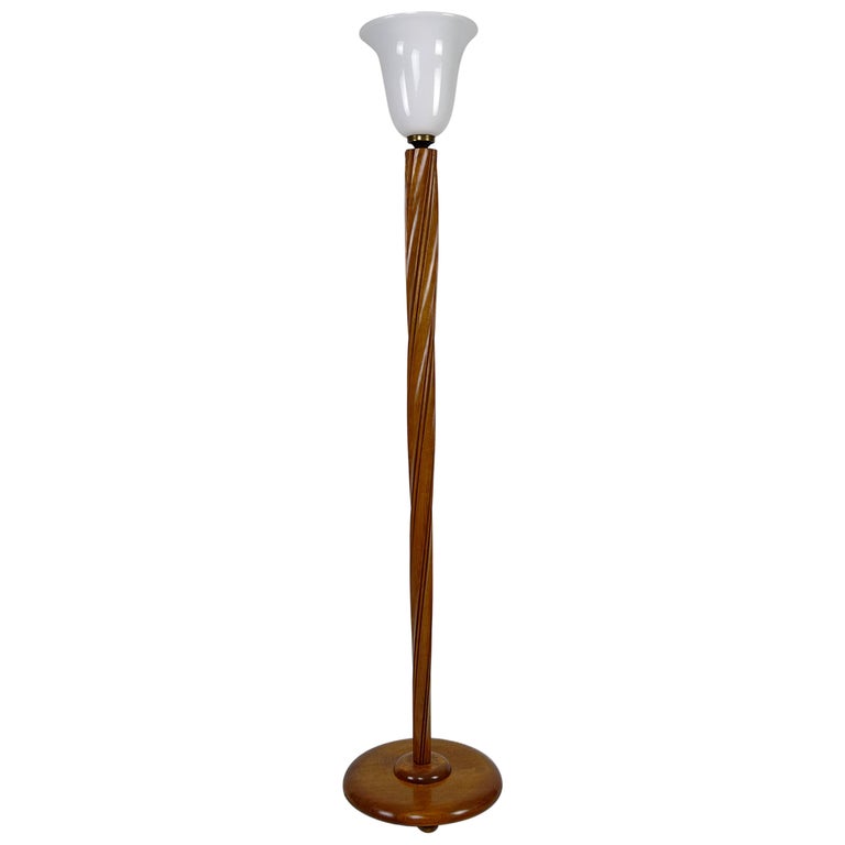 Art Deco Helical Floor Lamp with Opaline, France, circa 1930 For Sale ...
