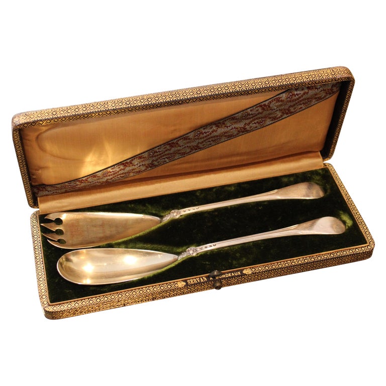 Solid Silver Cutlery in a Box, 19th Century For Sale at 1stDibs