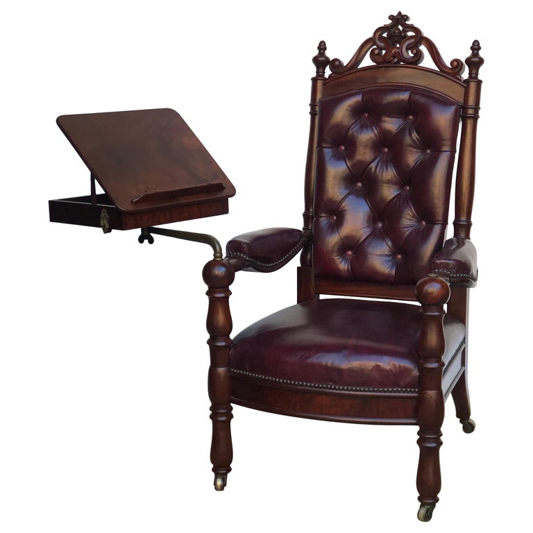 19th Century American Mahogany Reading / Library Chair For Sale at 1stDibs