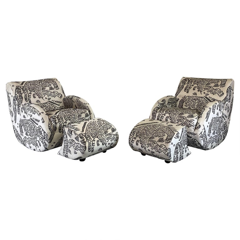 Vladimir Kagan Lounge Chairs in Dedar Milano Upholstery For Sale at 1stDibs