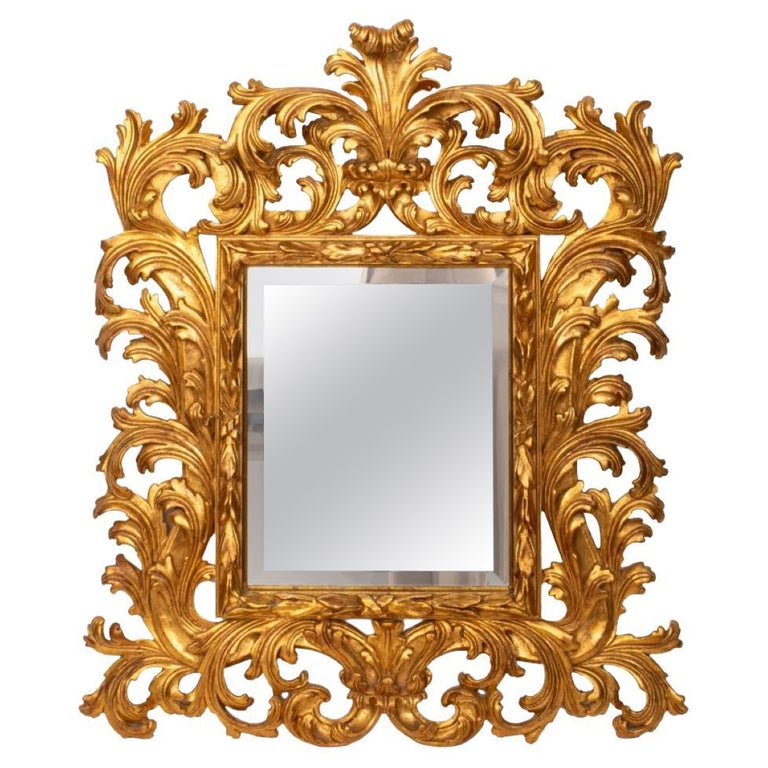 Italian Baroque Revival Gilt Wood Mirror For Sale at 1stDibs