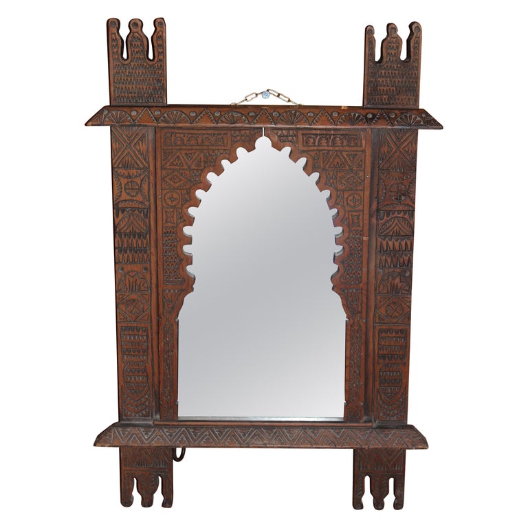 Vintage Carved Moroccan Mirror at 1stDibs