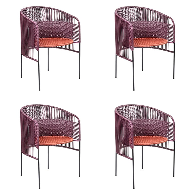 Set of 4 Violet Orange Caribe Chic Dining Chair by Sebastian Herkner ...