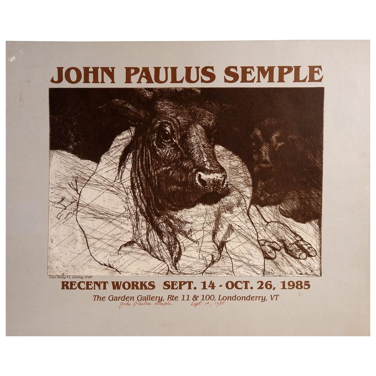 Vintage 1980s Signed John Paulus Semple Poster For Sale at 1stDibs