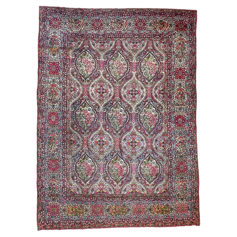 Pastel Hues Classical Botanical Antique Rug, c.1940-1950's For Sale at ...