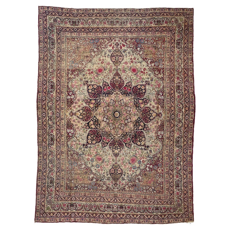 Unbelievable Botanical and Architectural Gem Antique Rug, circa 1890's ...