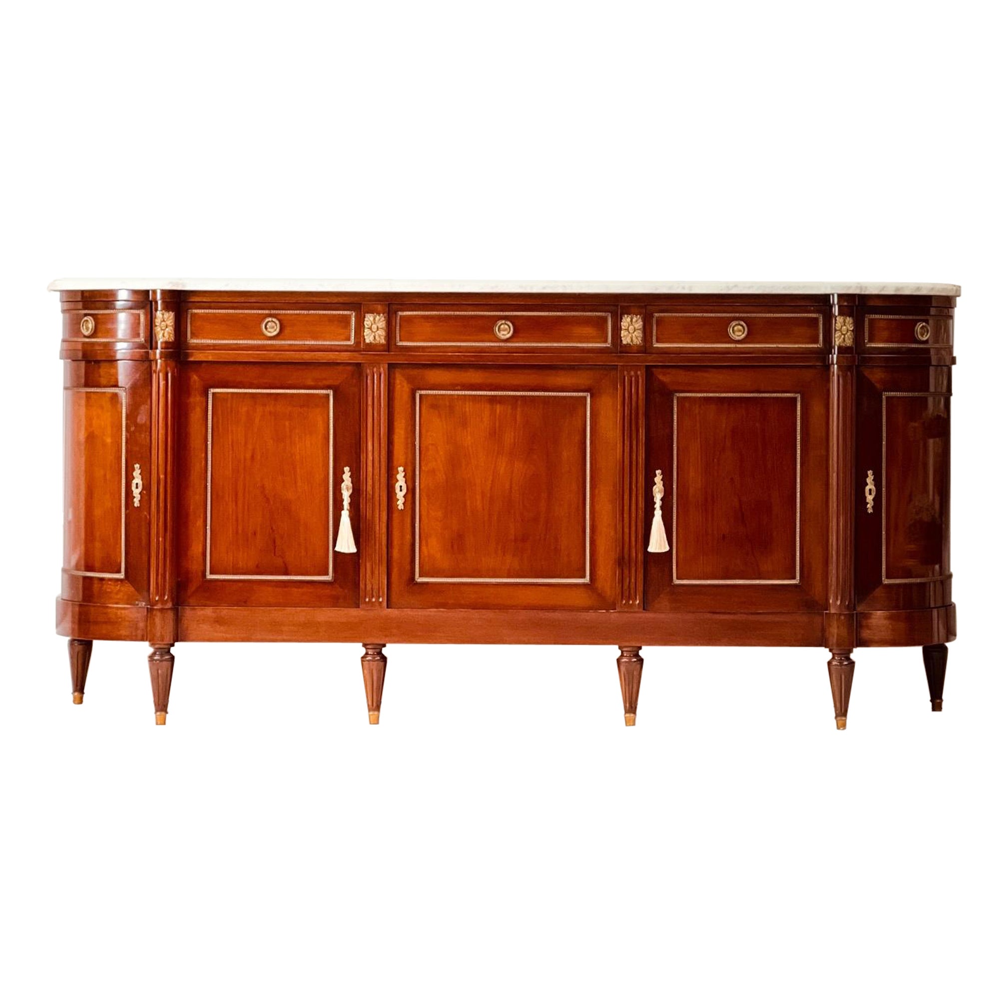 French Vintage Large Marble Sideboard / Louis XVI Cupboard at 1stDibs