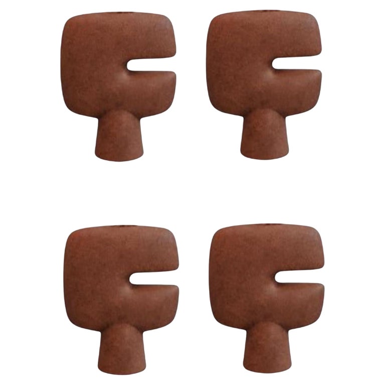 Set of 4 Terracotta Tribal Vasea Mini by 101 Copenhagen For Sale at 1stDibs