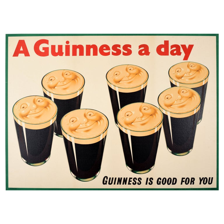 Original Vintage Drink Advertising Poster Guinness A Day Is Good For ...