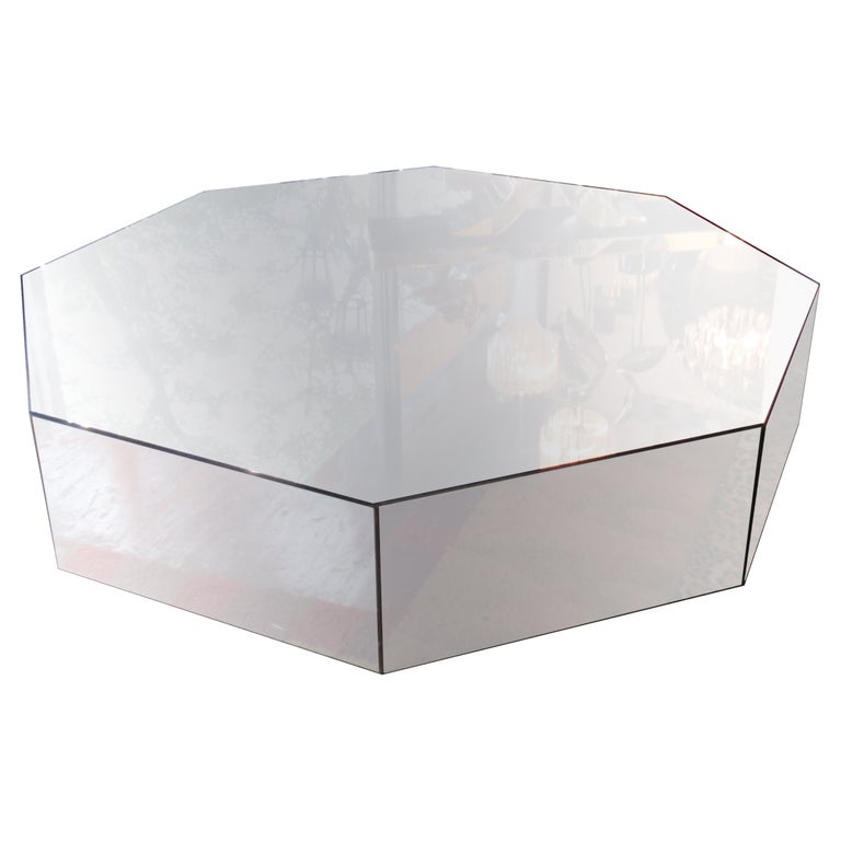 Mirrored Glass Coffee Table For Sale at 1stDibs