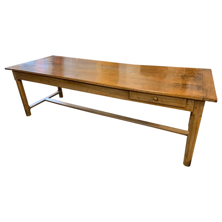 19th Century Walnut Farmhouse Table with Two Drawers For Sale at 1stDibs