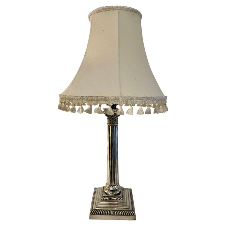 Antique Victorian Quality Silver Plated Table Lamp For Sale at 1stDibs