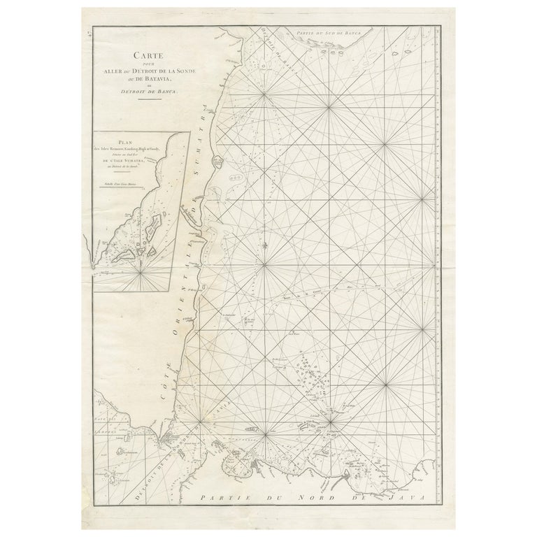 Large Antique Sea Chart of the South-Eastern Coast of Sumatra ...