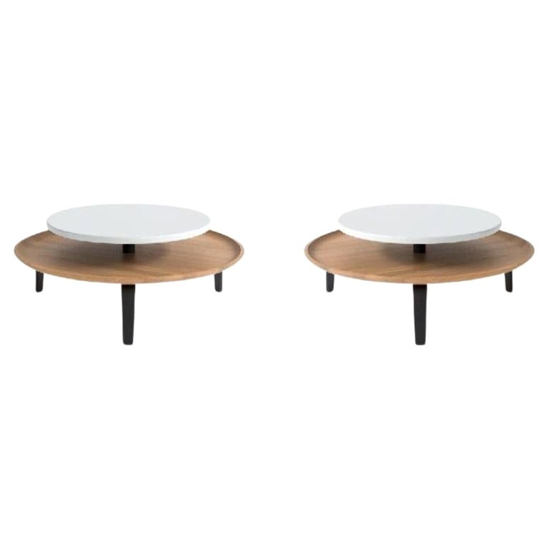 Set of 2, Secreto 85 Coffee Tables, White, “Nuit De Noel” by Colé ...