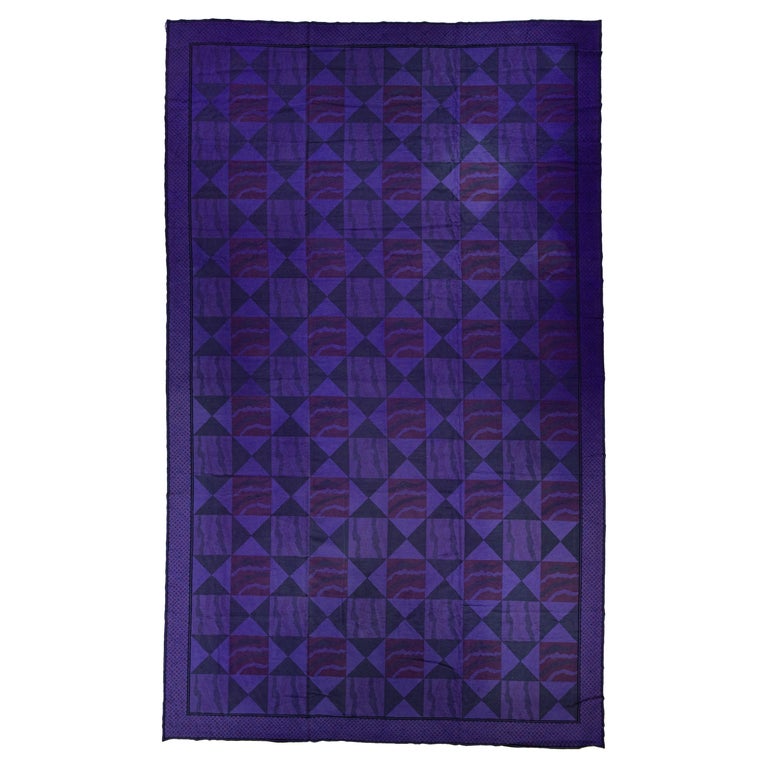Purple Vintage Needlepoint Wool Rug with Geometric Design For Sale at ...