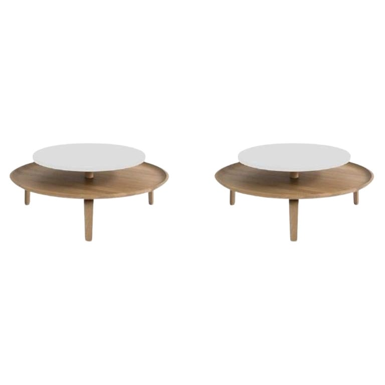 Set of 2, Secreto 60 Coffee Tables, White, “Nuit De Noel” by Colé ...