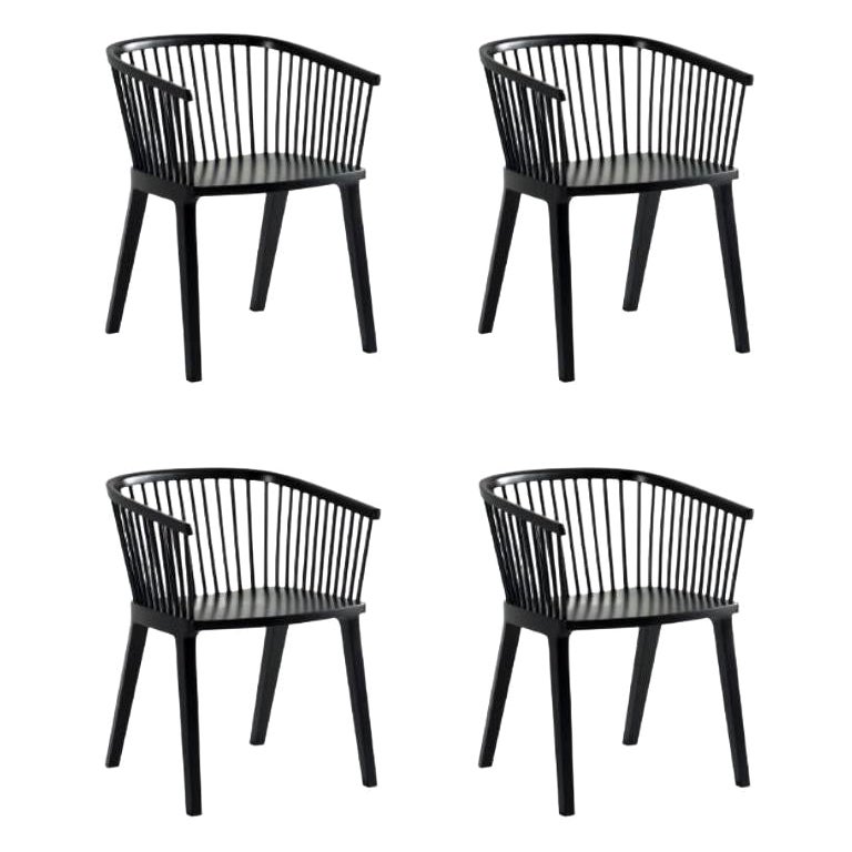 Set of 4, Secreto Little Armchairs, Black Matt Lacquer by Colé Italia ...