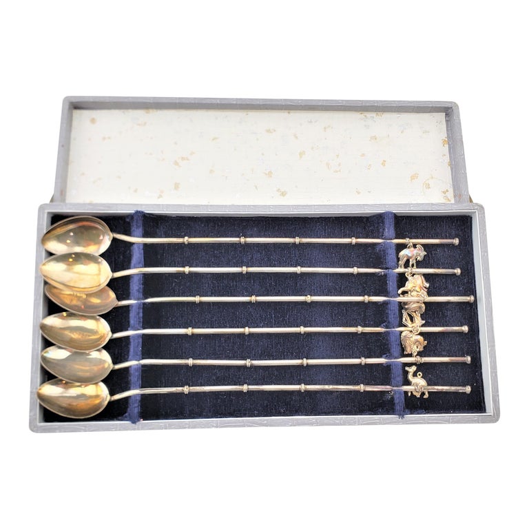 Mid-Century Sterling and .900 Silver Sipping Straw Cocktail Spoon Set ...