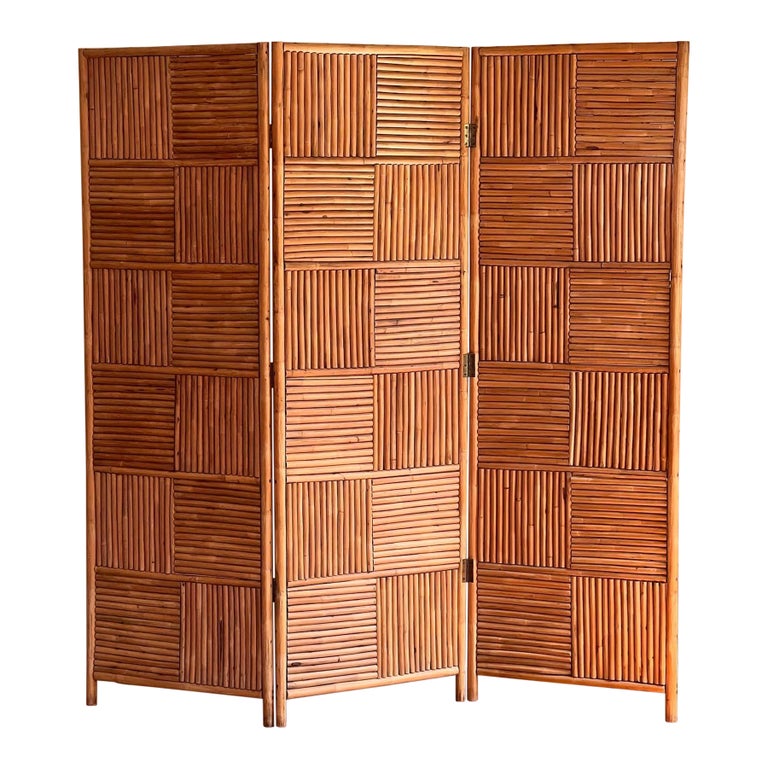 Bamboo Three Panel Privacy Screen Room Divider, Circa 1970s For Sale at ...