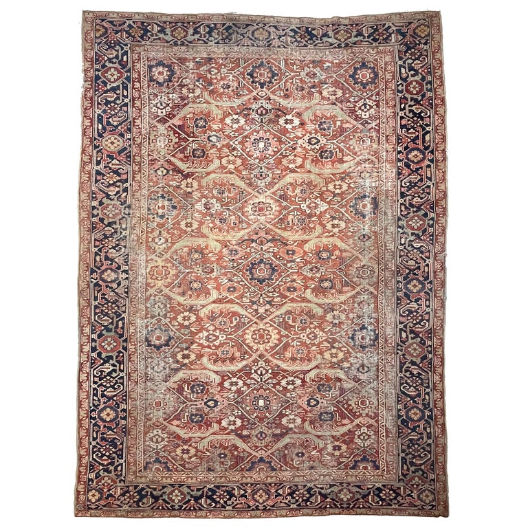 Antique Persian Mahal Rug with Geometric Flower Pattern, circa 1925 ...