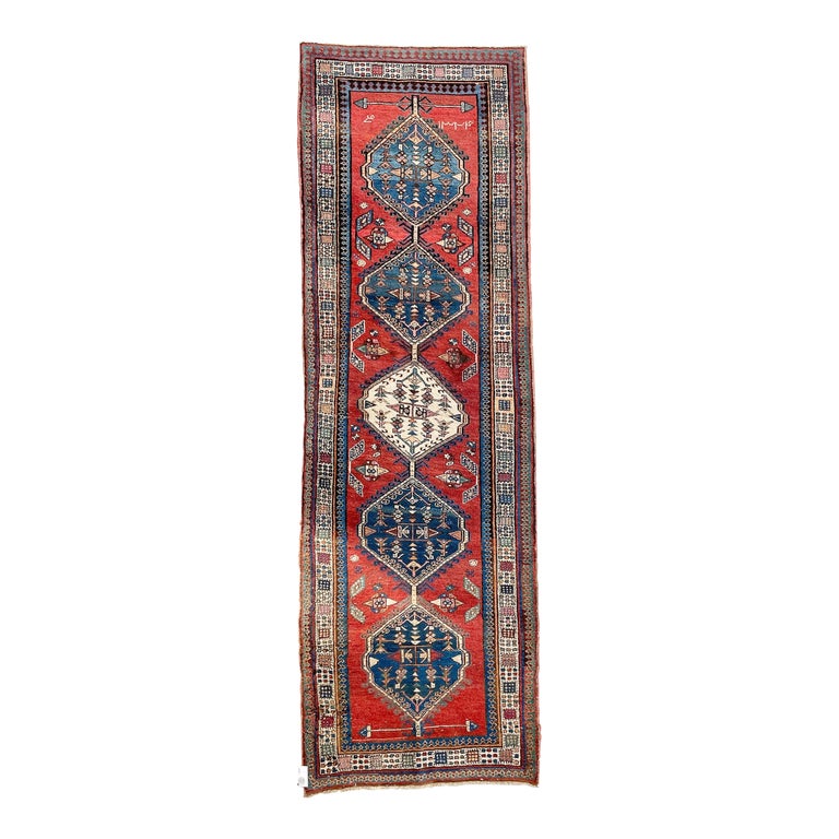 Vintage Tribal Runner in Red, Blue, Camel, Teal, Beige, and Charcoal ...