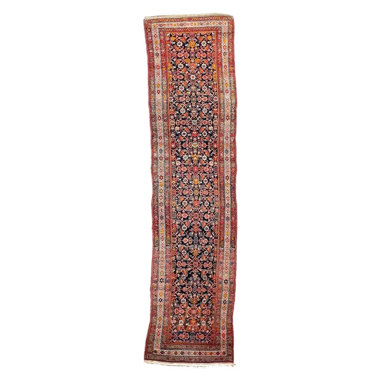 Iconic Water Garden Colorful Antique Runner, c.1940's For Sale at 1stDibs
