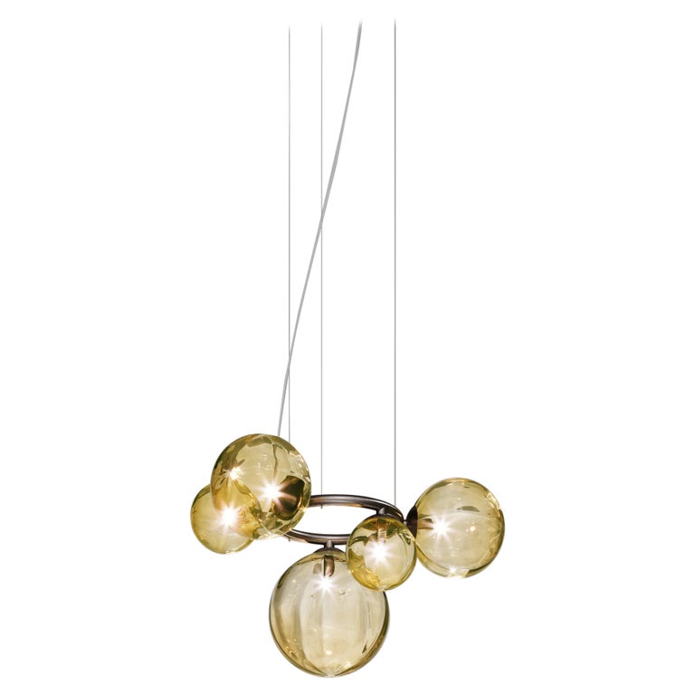Vistosi Puppet Ring SP5 Pendant Light in Amber Transparent and Matt ...