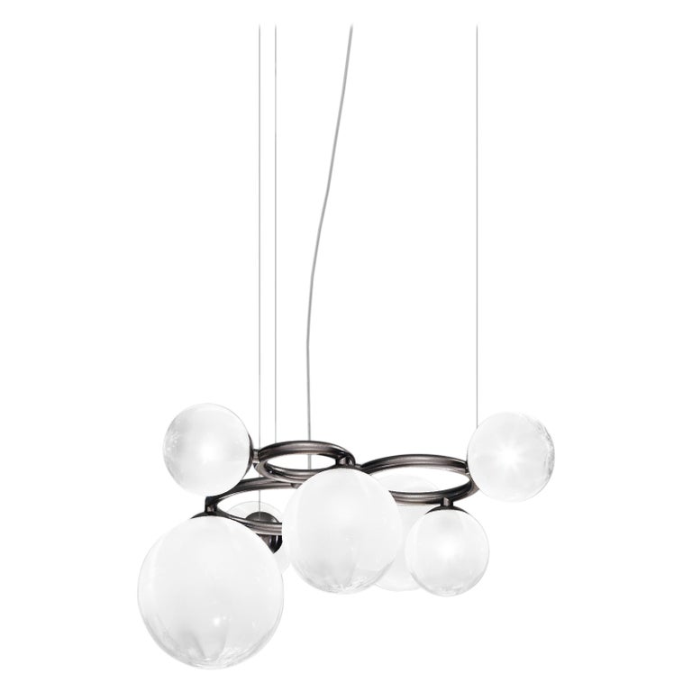 Vistosi Puppet Ring SP7 Pendant Light in White Shaded and Matt Black ...