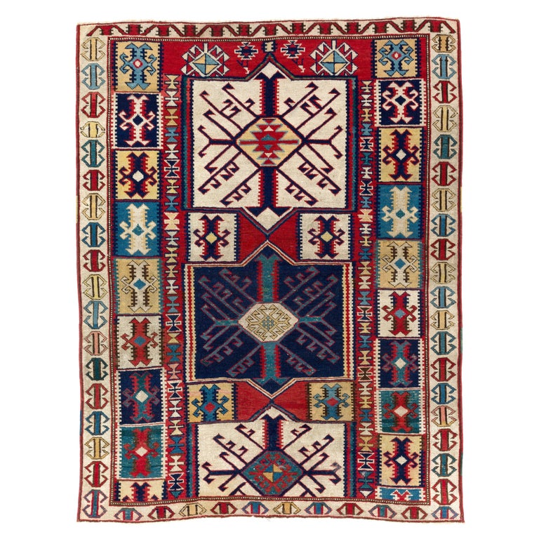 Rare Antique Caucasian Shirvan Kuba Rug with Unusual Kilim Design For ...