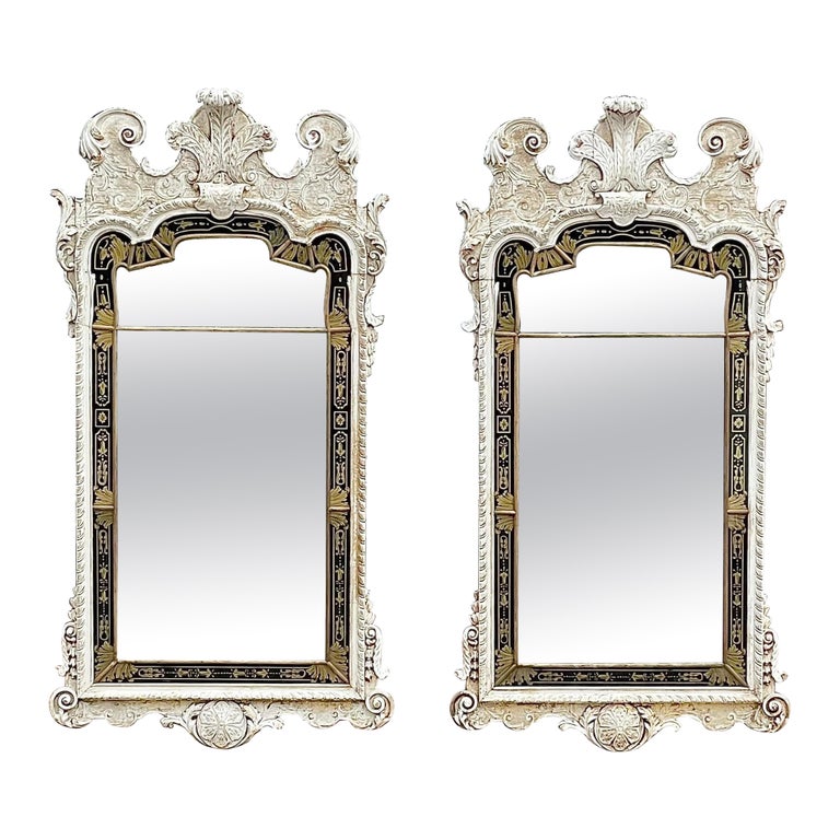 Pair of George II Style Pier Mirrors With Eglomise Inserts For Sale at ...