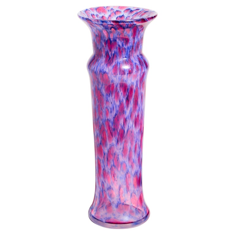 Art Glass Blue Pink Mottled Vase For Sale at 1stDibs